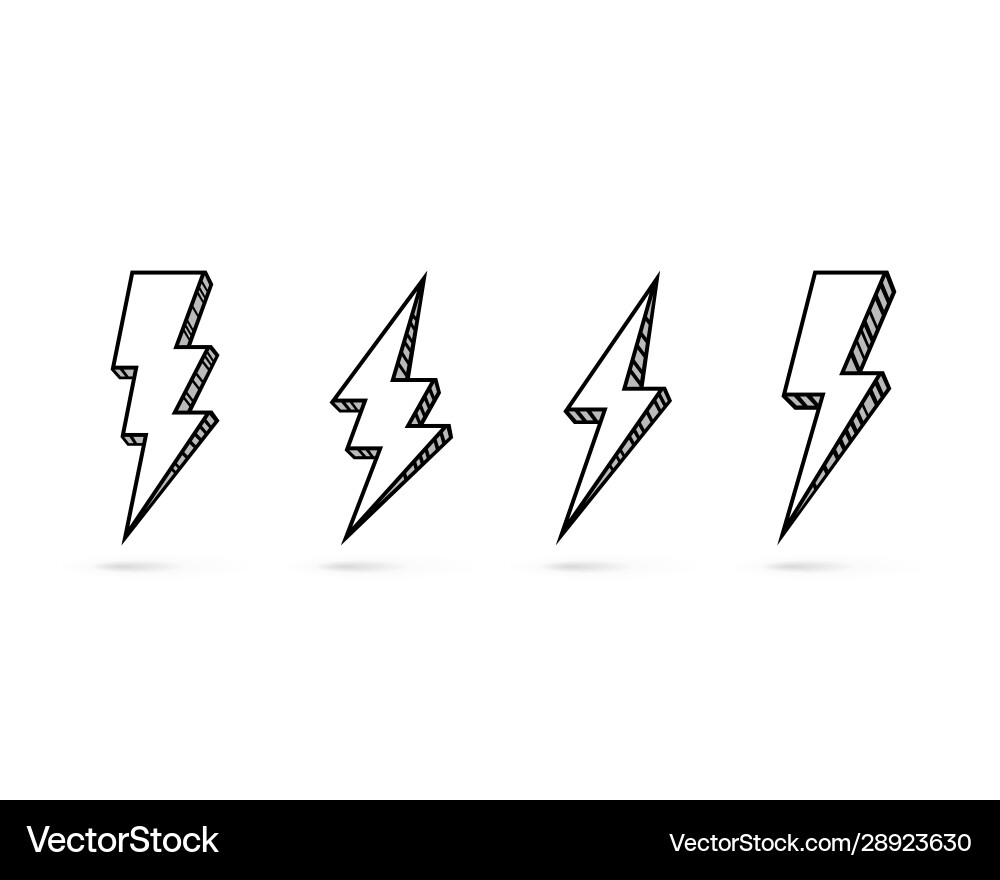 Electric lightning set icons on a white Royalty Free Vector