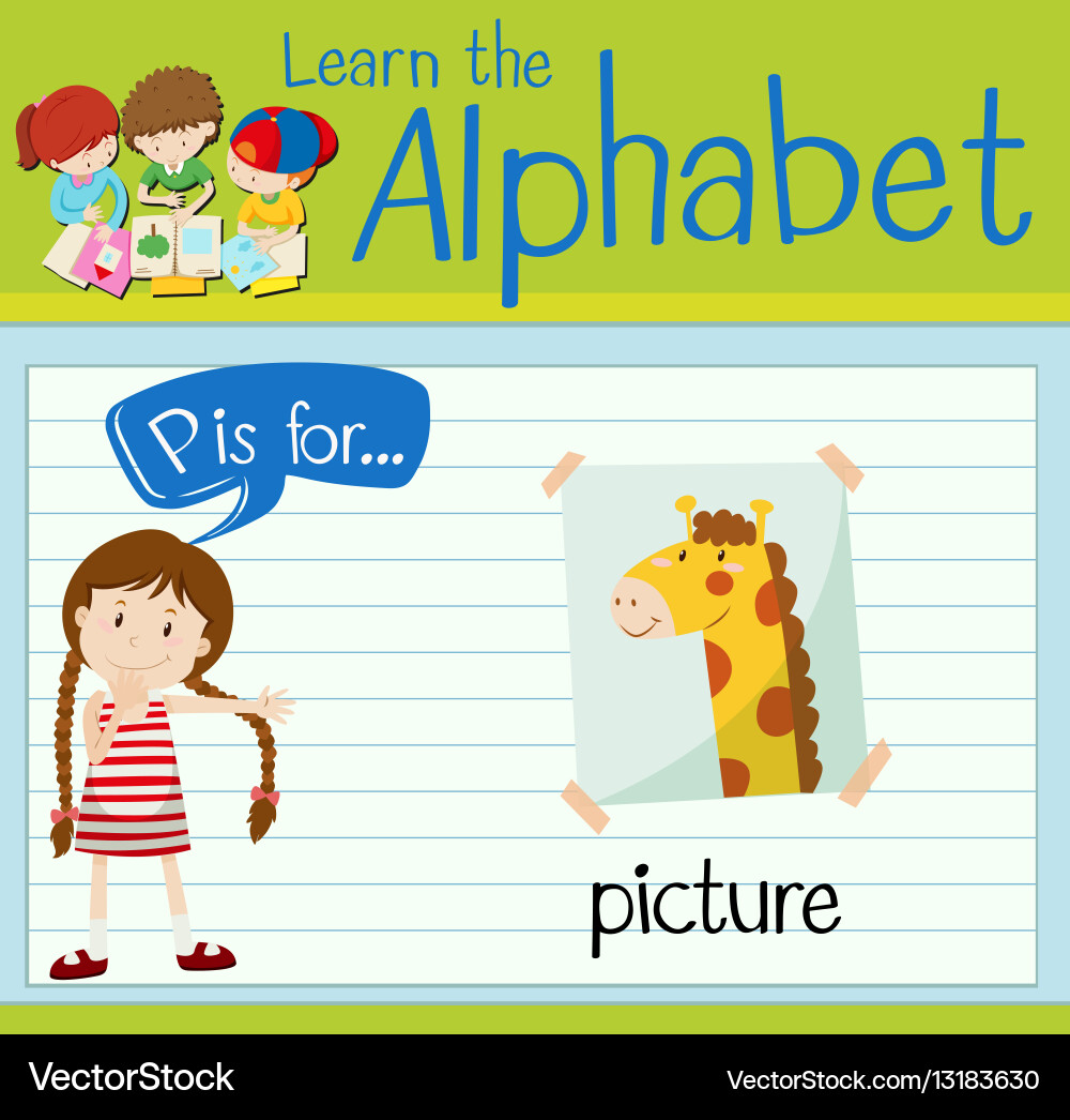 Flashcard letter p is for picture Royalty Free Vector Image