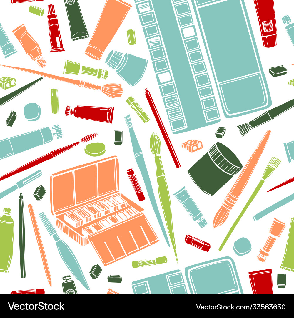 Hand drawn art tools and supplies set artistic Vector Image