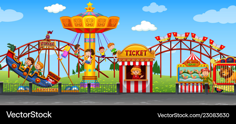Happy children at fun fair Royalty Free Vector Image