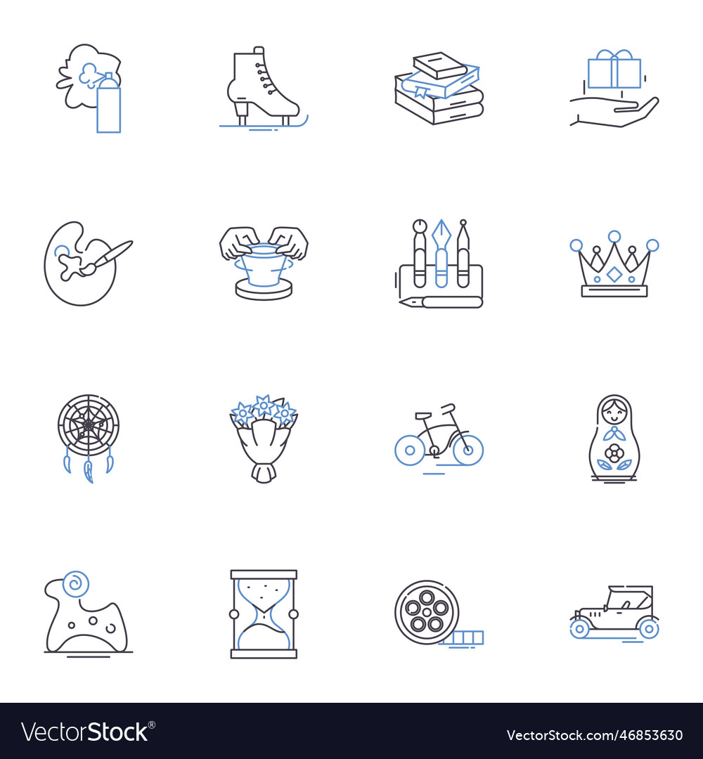 Information Technology Line Icons Collection Vector Image