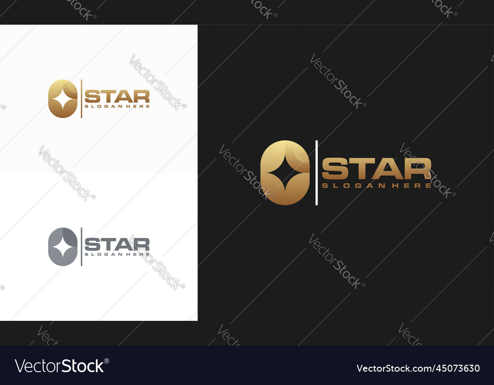 Luxury gold star logo designs template elegant Vector Image