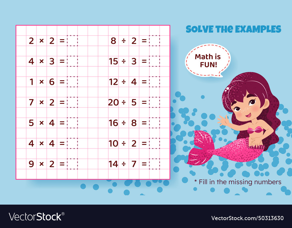 Math game for kids multiplication and division Vector Image