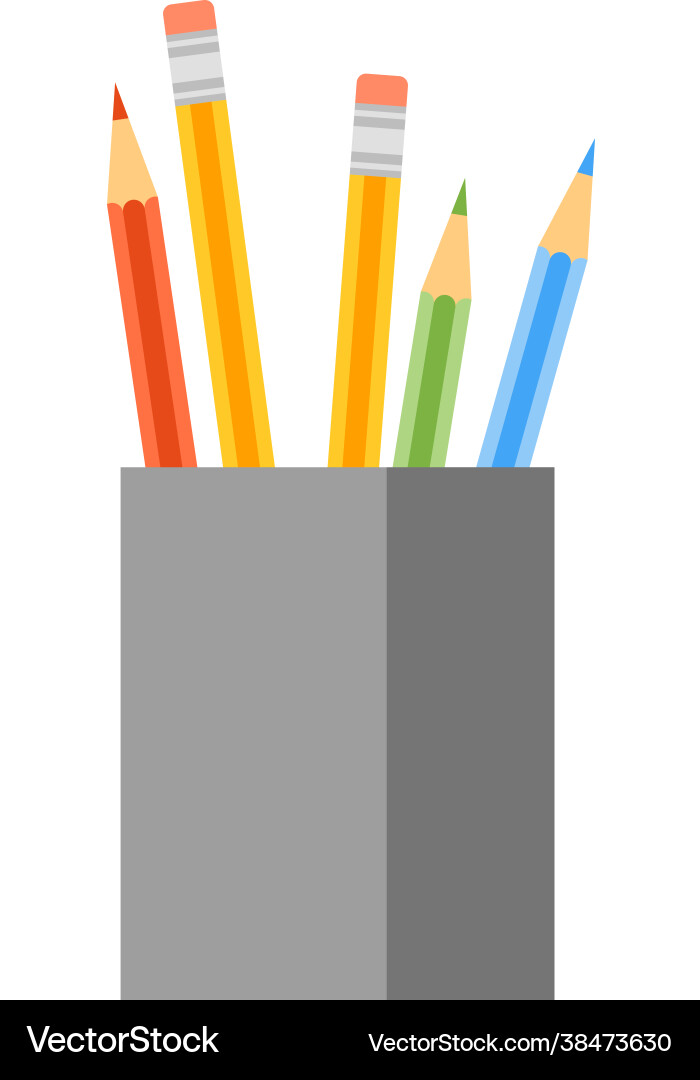 Pencil in box holder isolated on white Royalty Free Vector