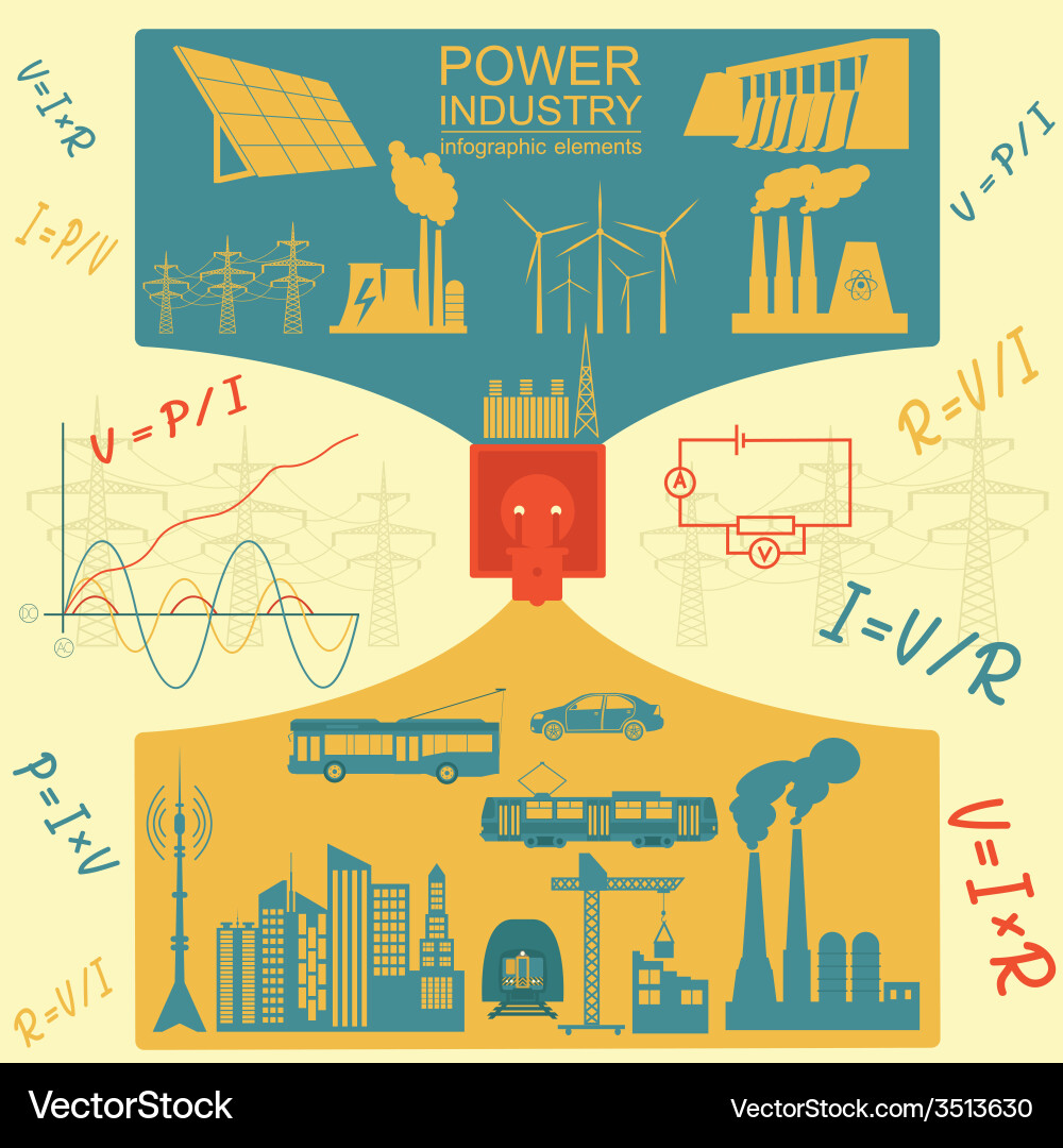 Power energy industry infographic electric systems