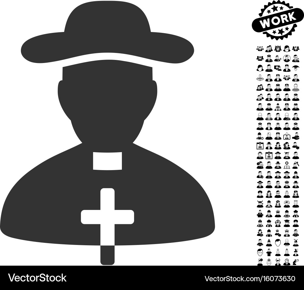 Priest icon with job bonus Royalty Free Vector Image