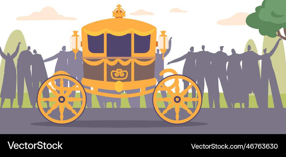 Procession of monarch carriage elegantly moves Vector Image