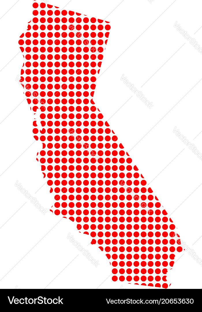 Red dot map of california Royalty Free Vector Image