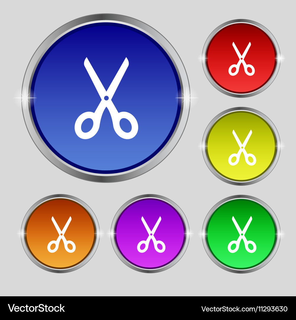 Scissors icon sign round symbol on bright Vector Image