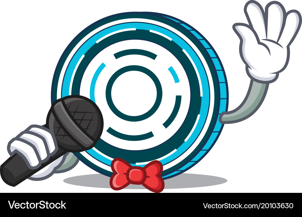 Singing aion coin mascot cartoon Royalty Free Vector Image