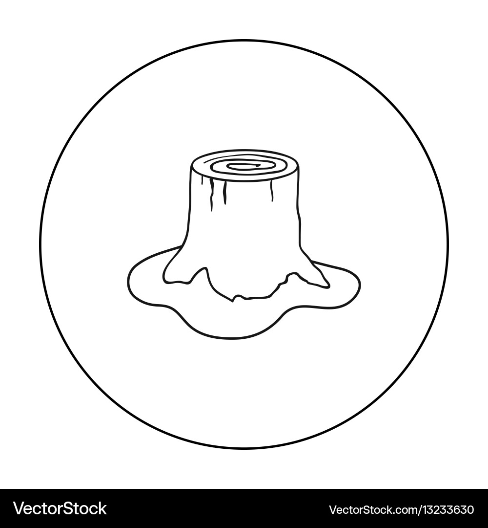 Tree stump icon in outline style isolated on white
