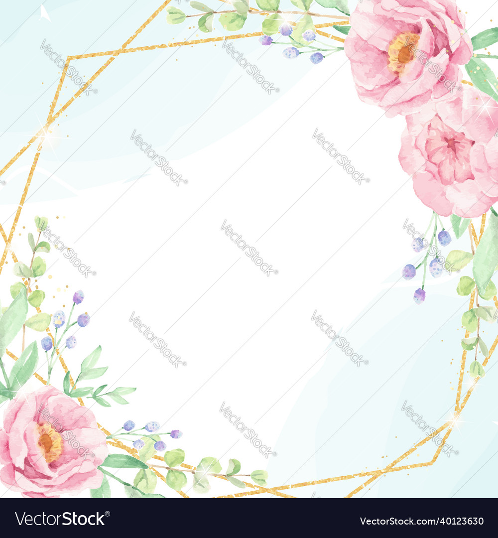 Watercolor pink peony flower bouquet wreath Vector Image