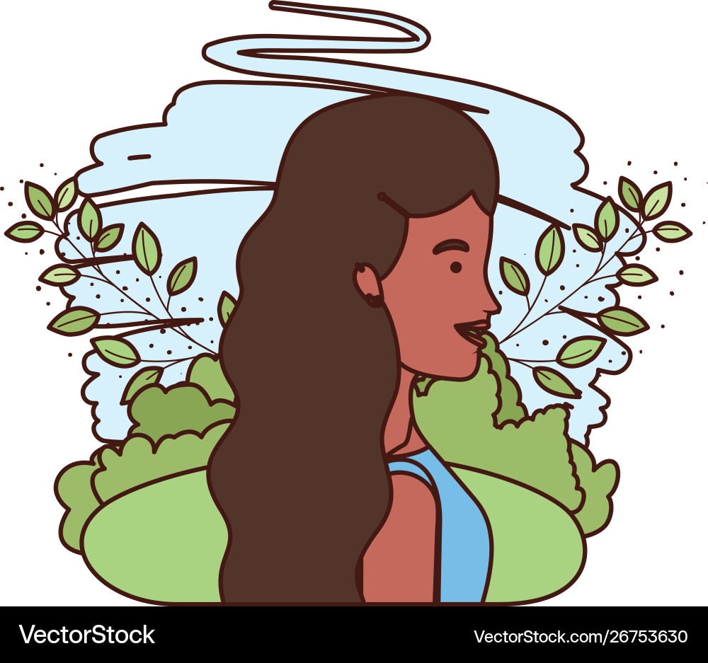 Young woman with landscape background Royalty Free Vector