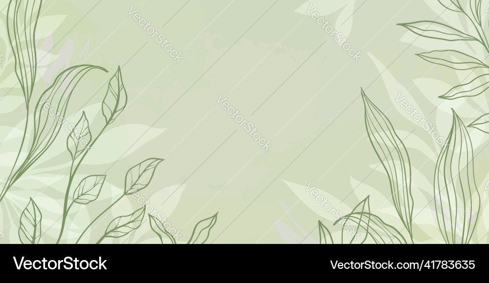 Abstract art green leaves background hand draw Vector Image