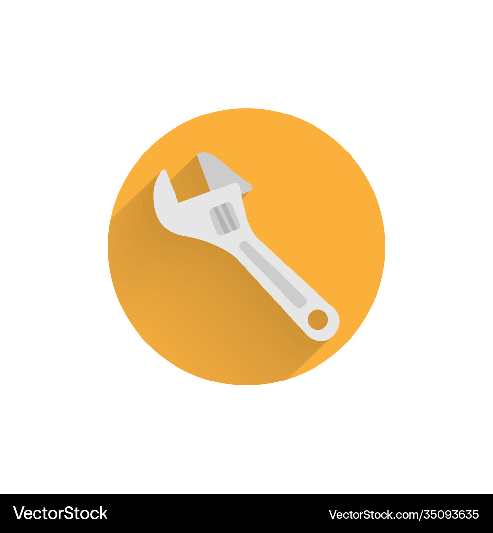 Adjustable wrench colorful flat icon with long Vector Image