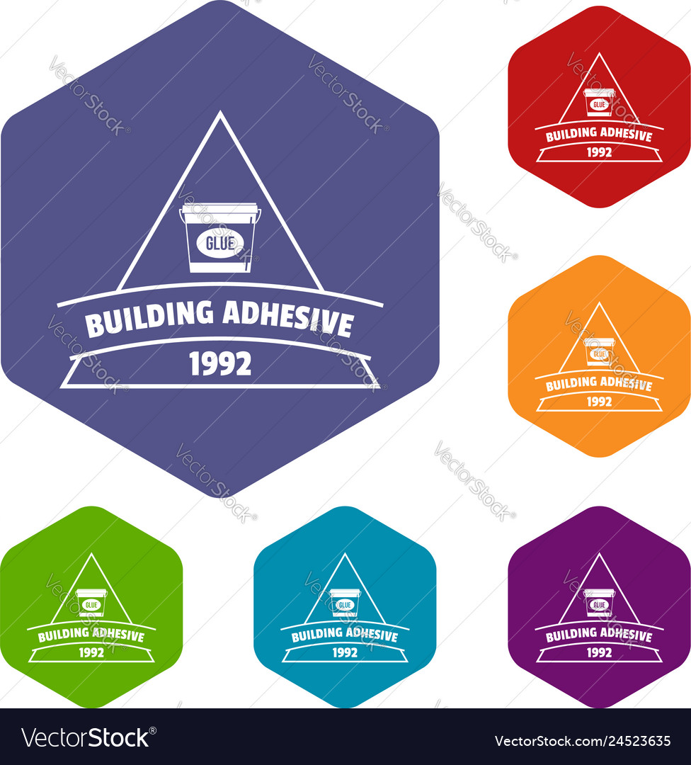 Building adhesive icons hexahedron Royalty Free Vector Image