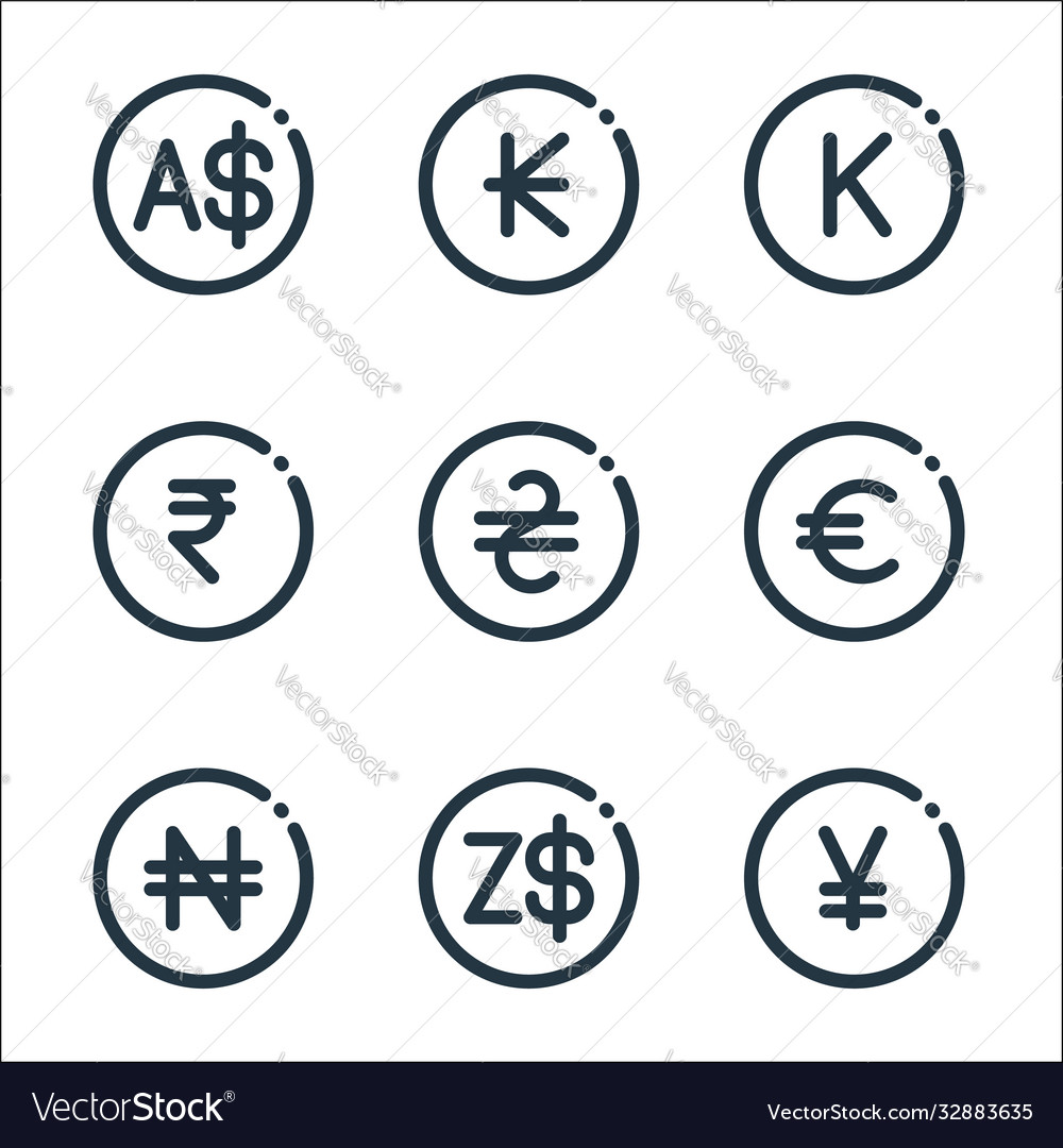 Currency line icons linear set quality line set Vector Image
