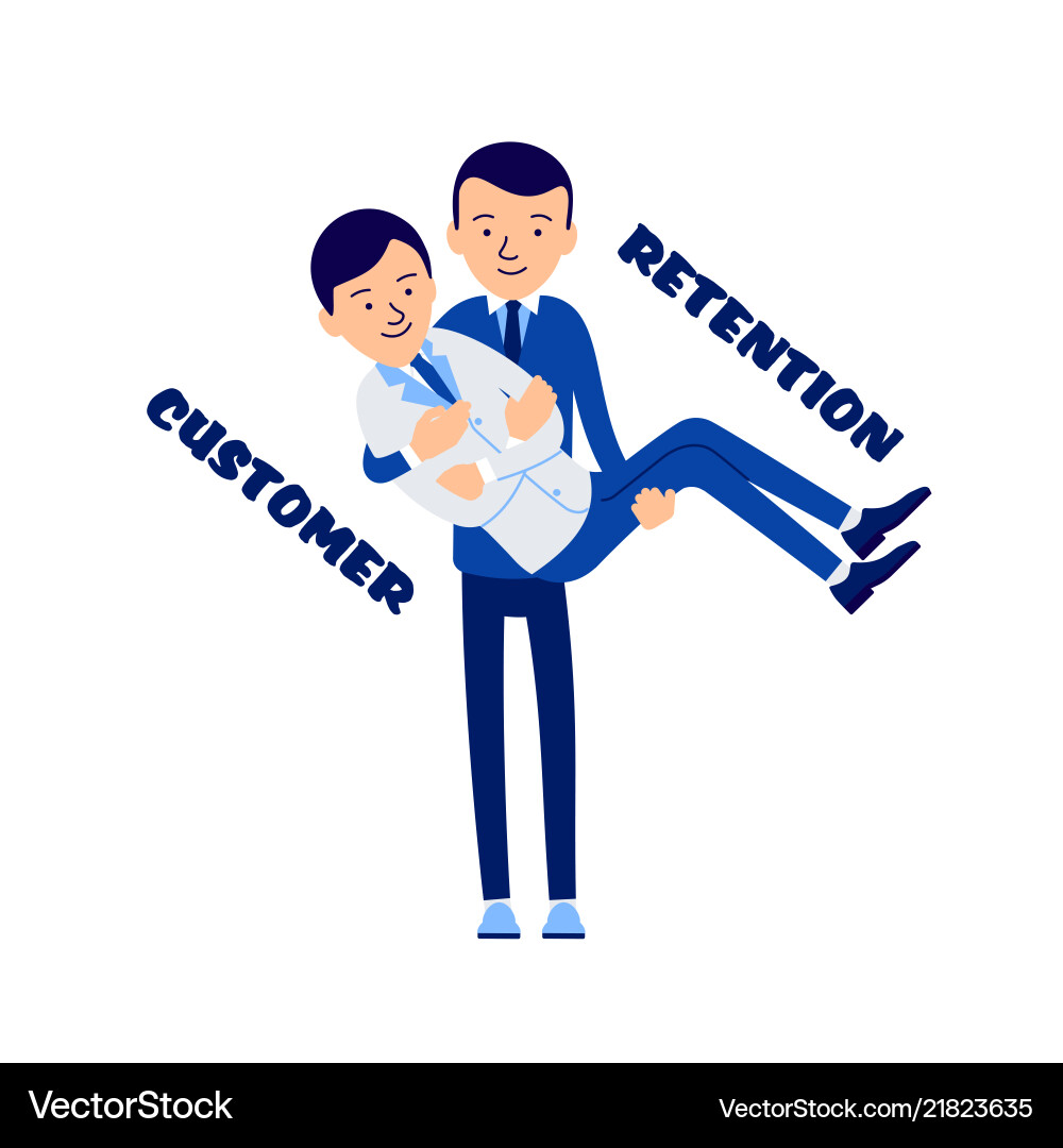 Customer retention businessman literally holds Vector Image