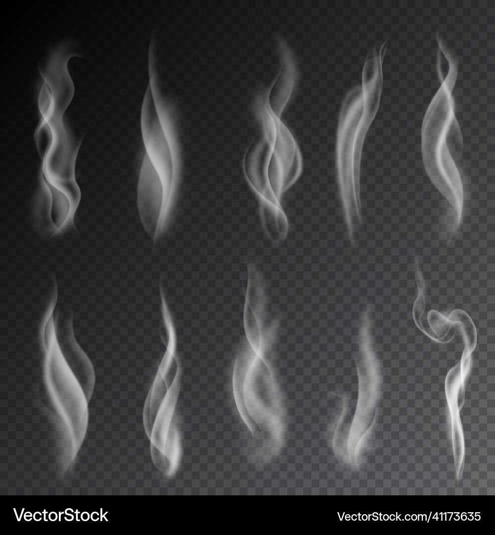 Different shape of smoke traces realistic design Vector Image