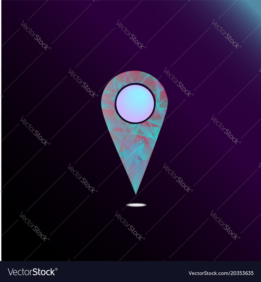 Fluorescent map pointer icon Royalty Free Vector Image