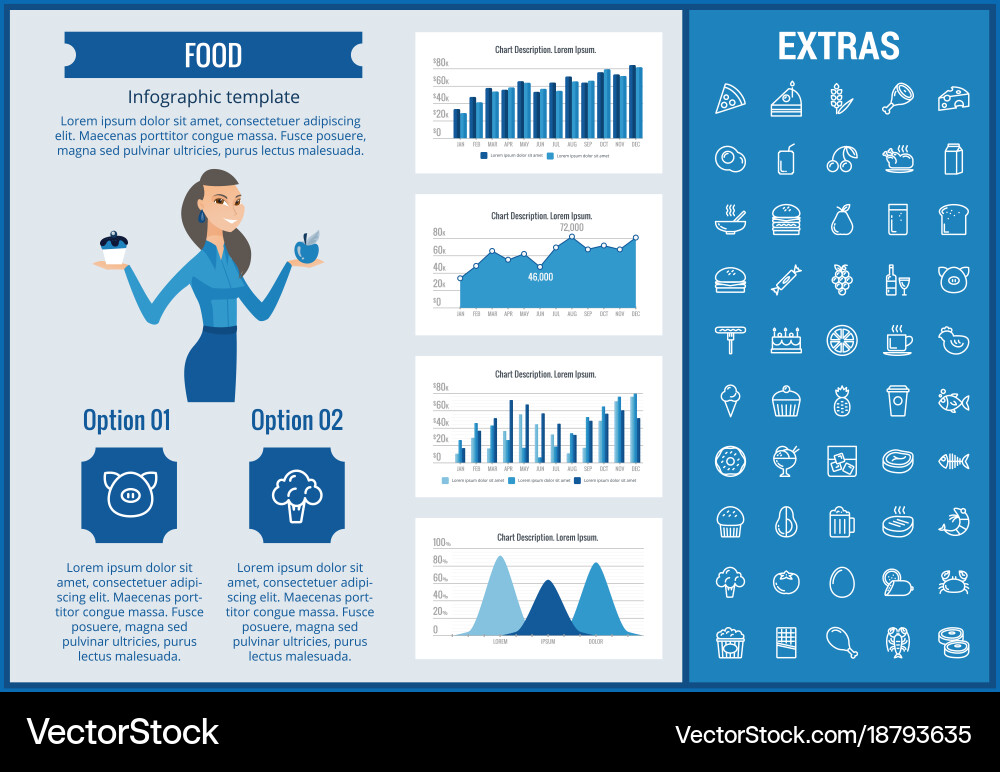 Food infographic template elements and icons Vector Image
