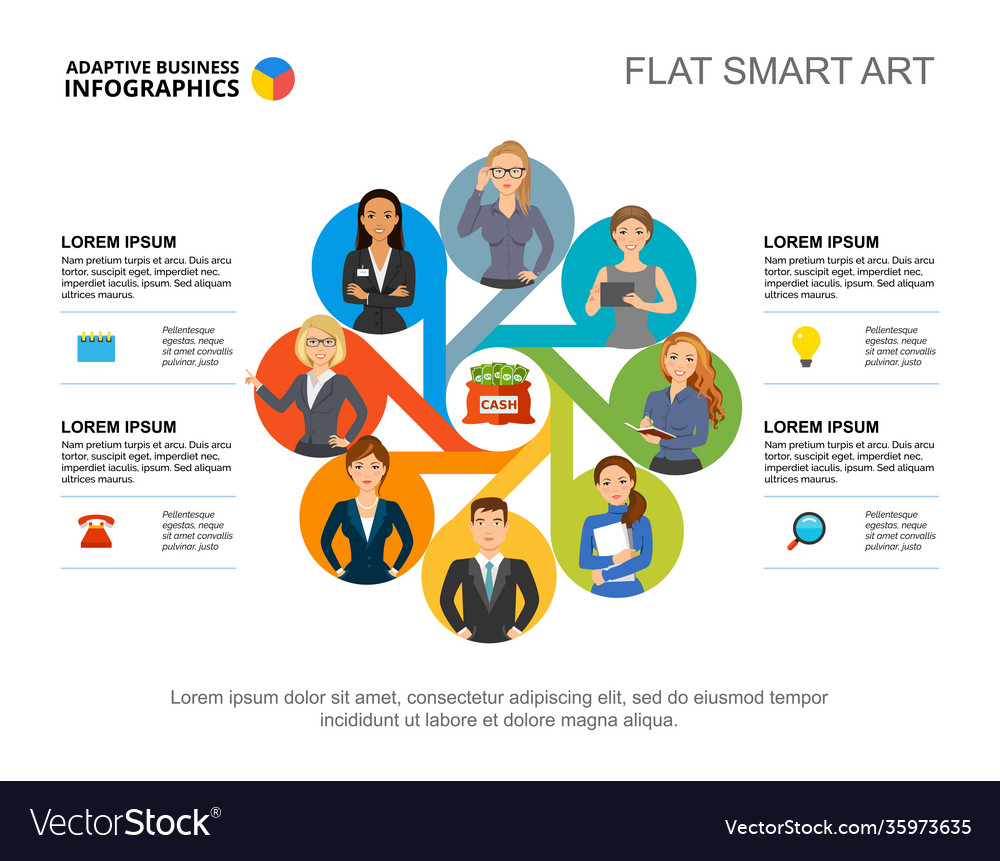 Four options teamwork process chart template Vector Image