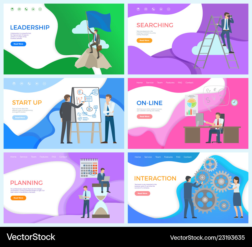 Leadership man with flag on peak startup ideas Vector Image