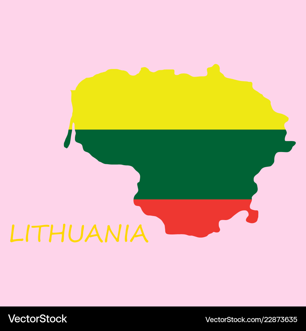 Map of lithuania with flag as texture isolated Vector Image
