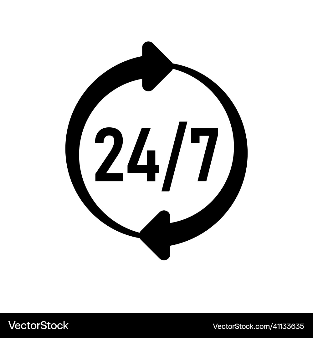 Open 24 7 icon service hours day and days Vector Image