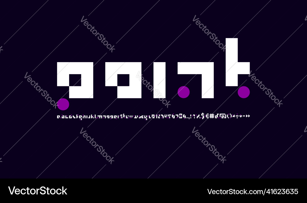 Pixel digital font trendy geometric alphabet Vector Image