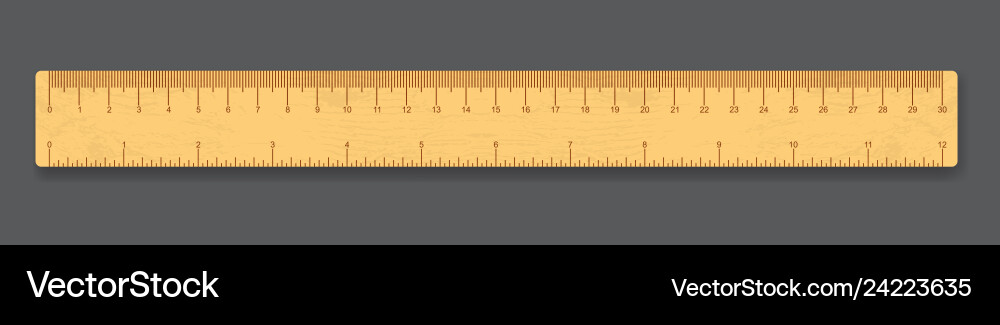 Realistic school wooden measuring ruler Royalty Free Vector