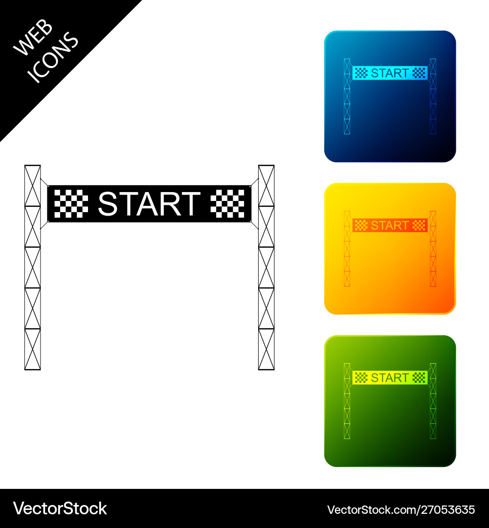 Starting line icon isolated start symbol set Vector Image