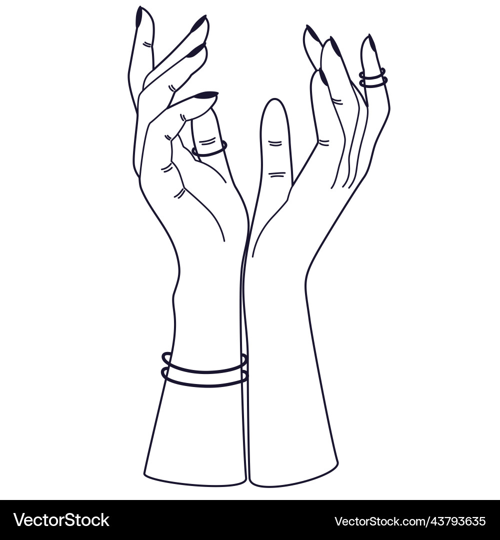 Womens hands female hands with various gestures Vector Image