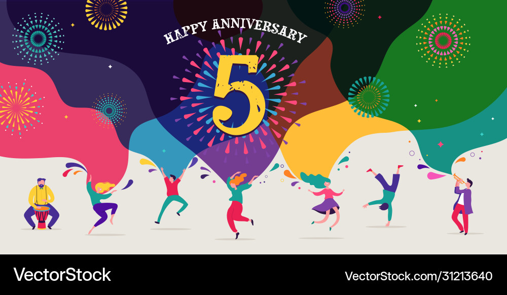Anniversary celebration happy people dancing Vector Image