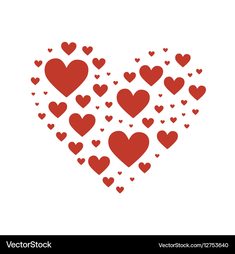 Big heart composed small red hearts Royalty Free Vector