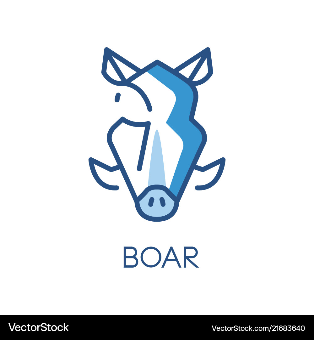 Boar logo design blue label badge or emblem Vector Image