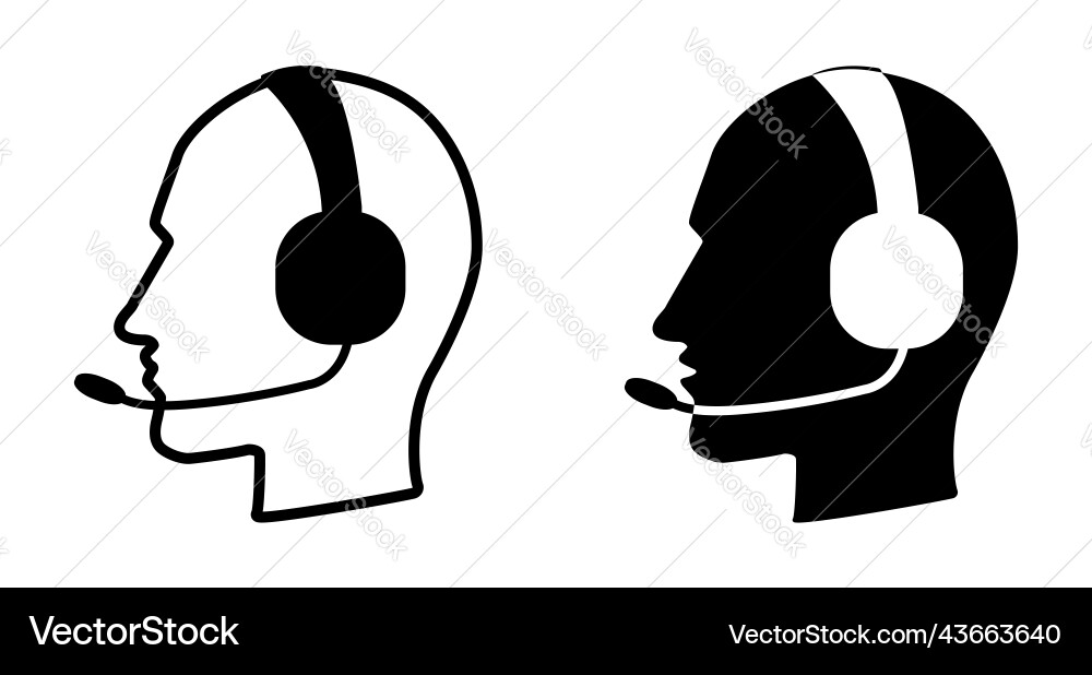 Call center operator with headset symbol Vector Image