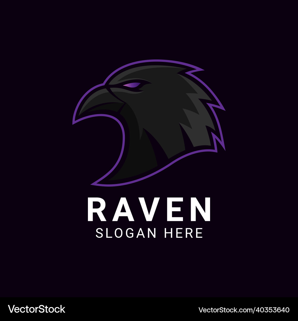 Dark raven head mascot logo design Royalty Free Vector Image