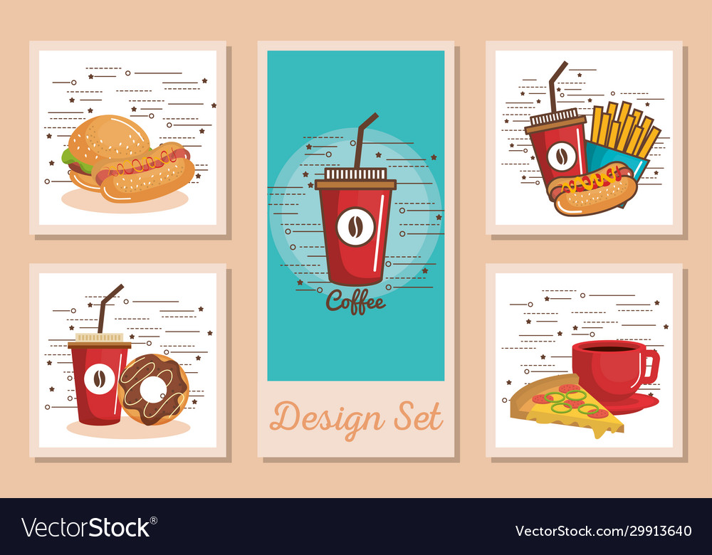 Designs set fast food icons Royalty Free Vector Image