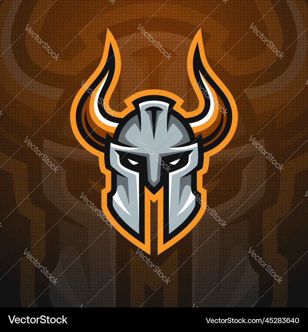 Horned helmet mascot logo Royalty Free Vector Image
