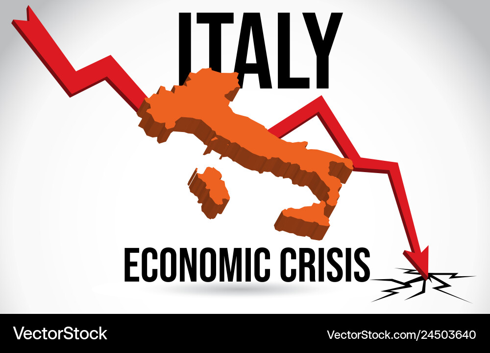 Italy map financial crisis economic collapse Vector Image