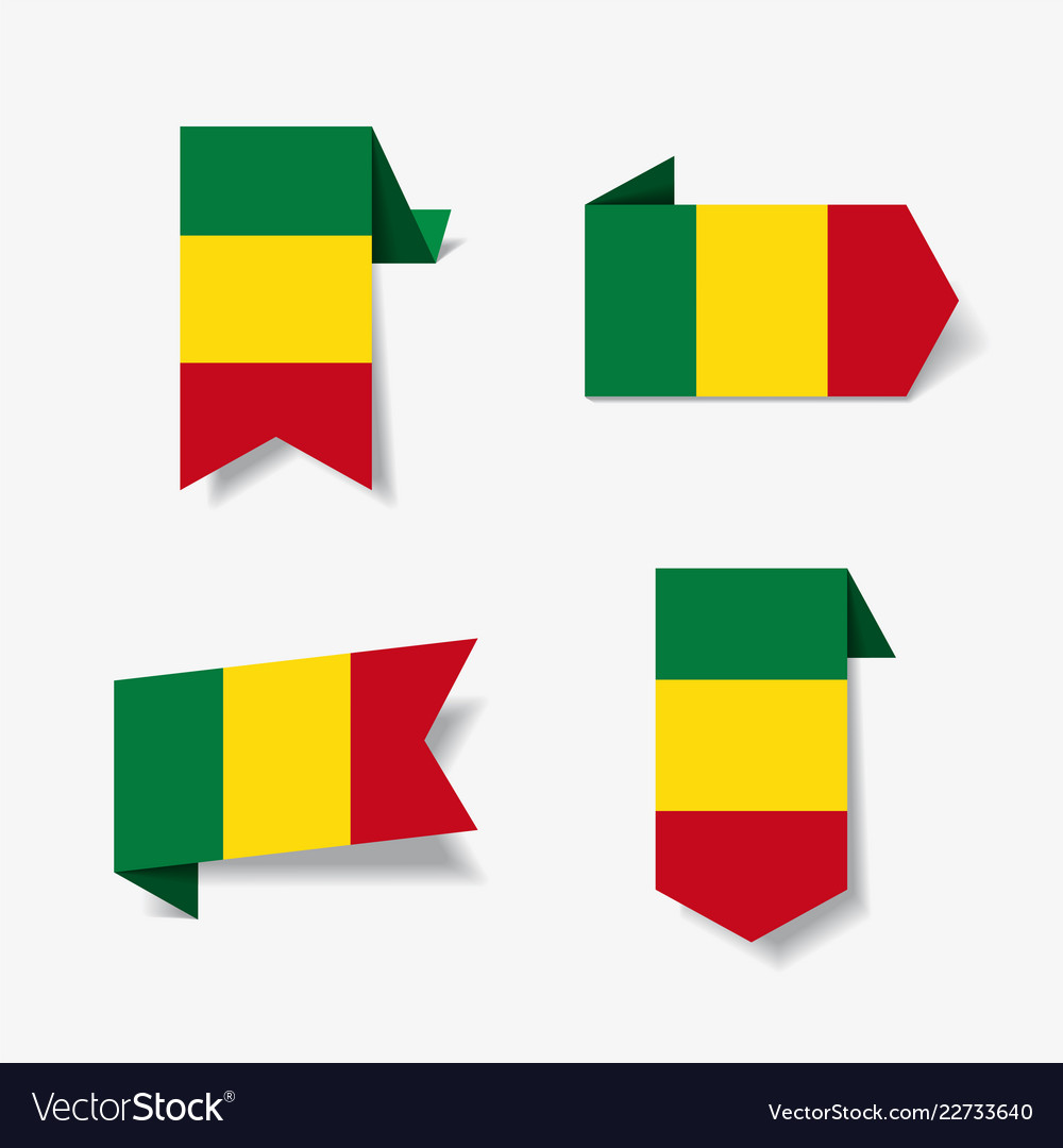 Malian flag stickers and labels Royalty Free Vector Image