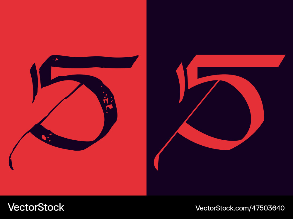 Number 5 five sign logo in gothic style Royalty Free Vector