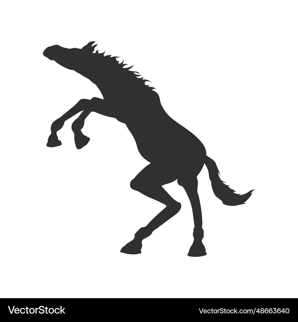 Scared horse silhouette isolated prancing mustang Vector Image