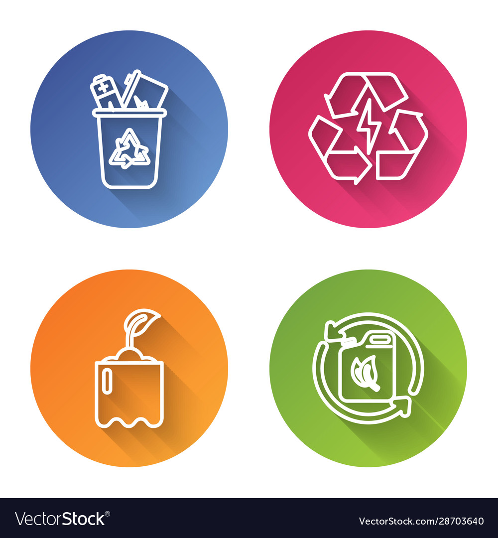 Set line recycle bin with recycle symbol battery Vector Image