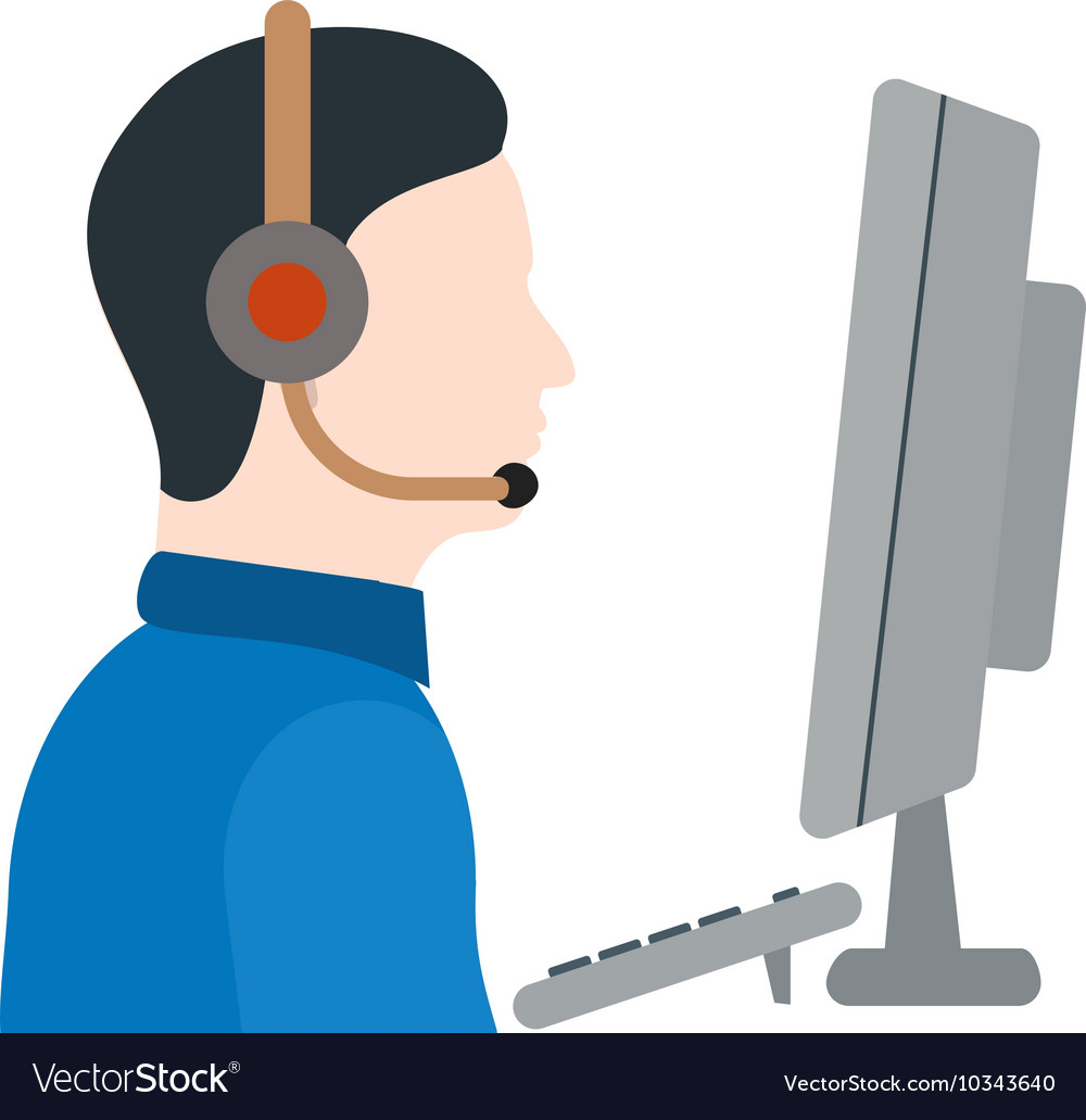 Support agent working Royalty Free Vector Image