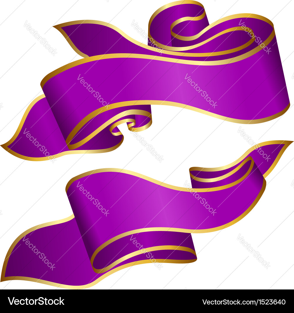 Violet ribbon collection isolated on white Vector Image