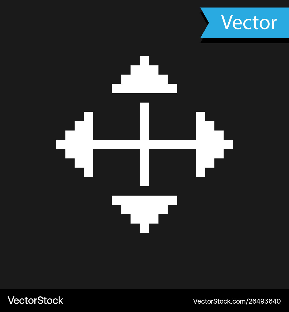 White pixel arrows in four directions icon Vector Image
