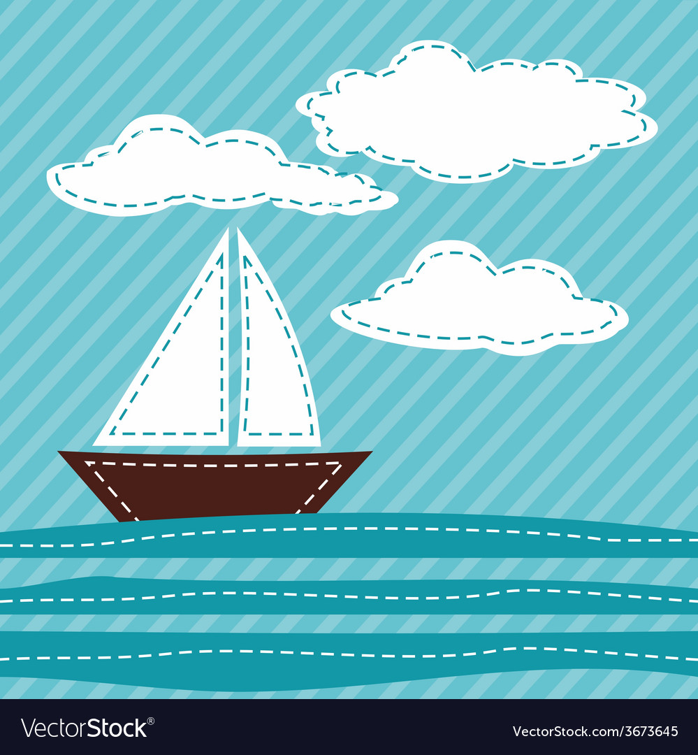 Cartoon Sail Boat Patchwork Royalty Free Vector Image