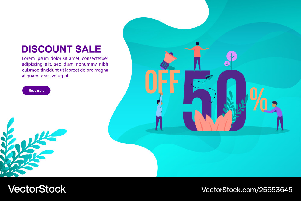 Discount sale concept with character template Vector Image